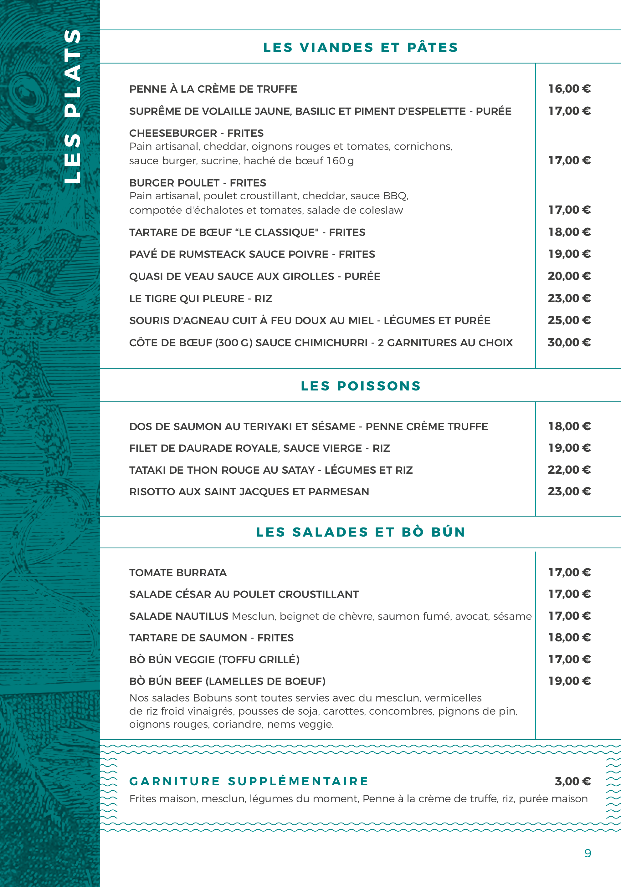 Menu Le NAUTILUS - Le Nautilus